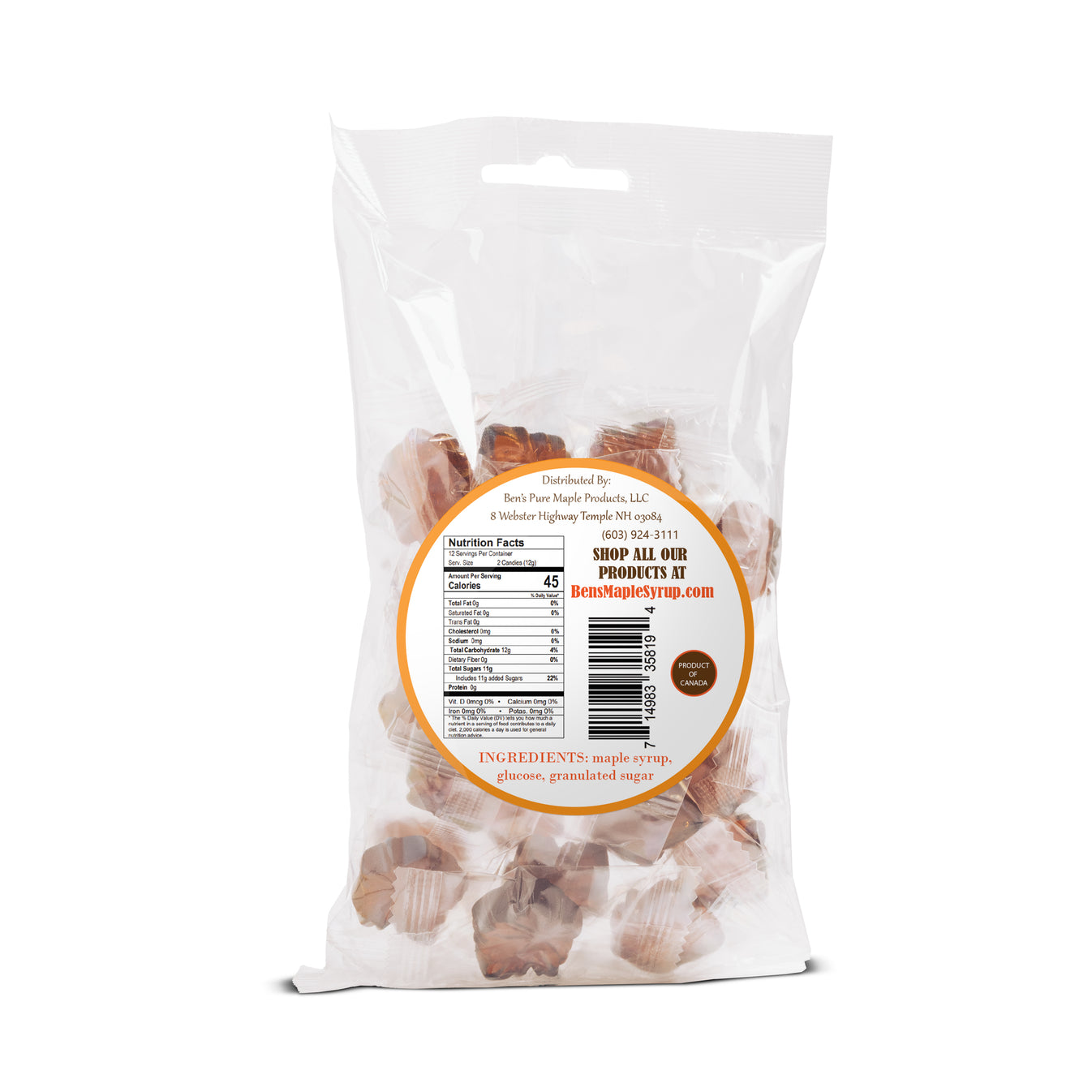5oz. Maple Flavored Drops Hard Candy - Bens Sugar Shack – Bens Maple Syrup
